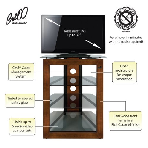 Bell'O AT306 Bello No Tools Audio/Video Tower Wood-Glass, Black, 35.88 ...