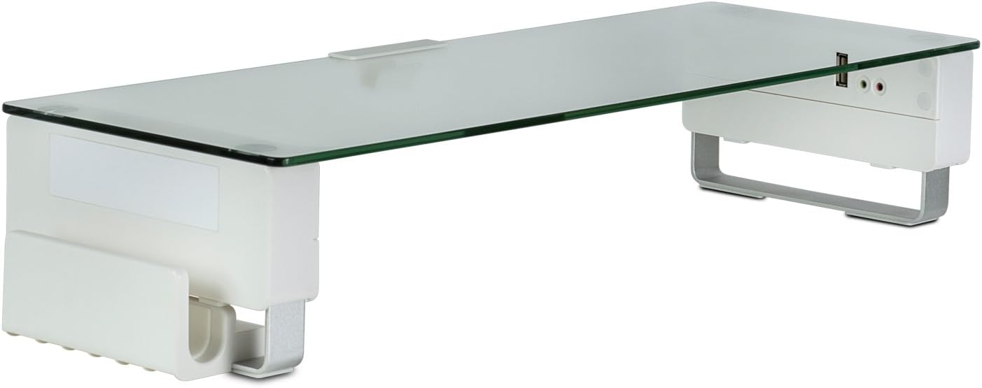 Amazon.com: Mount-It! Glass Monitor Stand with 3 USB Ports | Desktop ...
