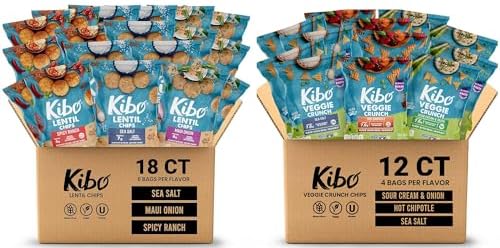 Amazon.com: Kibo Lentil Chips Variety 18-Pack and Veggie Chips Variety ...