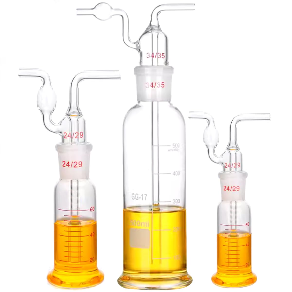 Amazon.com: Lab Gas Washing Bottle Glass Vacuum Trap with Two Bend ...