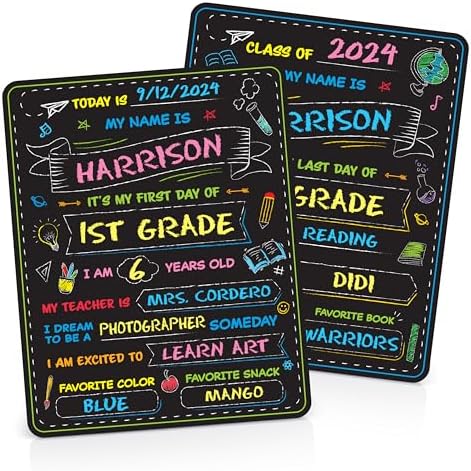 Amazon.com : First & Last Day of School Chalkboard, 14"x 11" Double ...