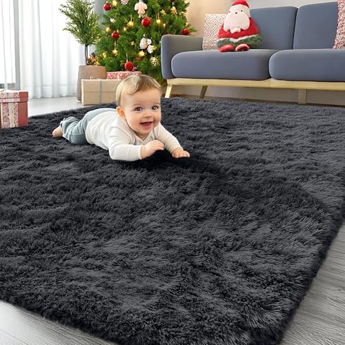 Amazon.com: Zentavio Soft Area Rug for Living Room Bedroom 4x6 Black ...