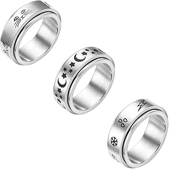 Amazon.com: Nanafast 3 PCS Anxiety Spinner Ring Stainless Steel Spinner ...