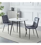HomJoy Dining Table and 4 Chairs Set, Modern Design PU Seat Lounge ...