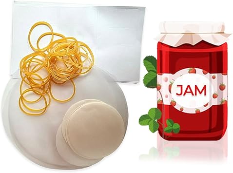 24 x 1lb Jam Pot Covers Labels with Elastic Rubber jam Jar covers and ...