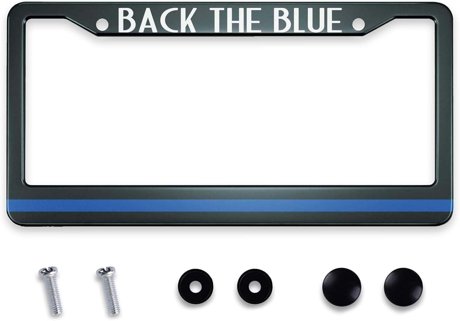 Amazon.com: Smooffly Back The Blue License Plate Frame Thin Blue Line ...