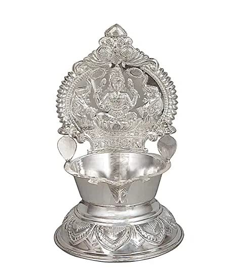 Buy Silver Kamakshi Deepa, Traditional Diya, Lamp, Light, Candle, Velli ...