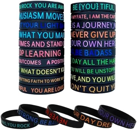20 Pcs Colorful Silicone Wristbands, Motivational Rubber Bracelets ...
