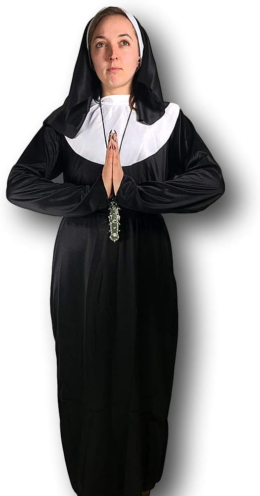Rubber Johnnies Nun Better COSTUME, Habit, Scary Fancy Dress, Hood ...