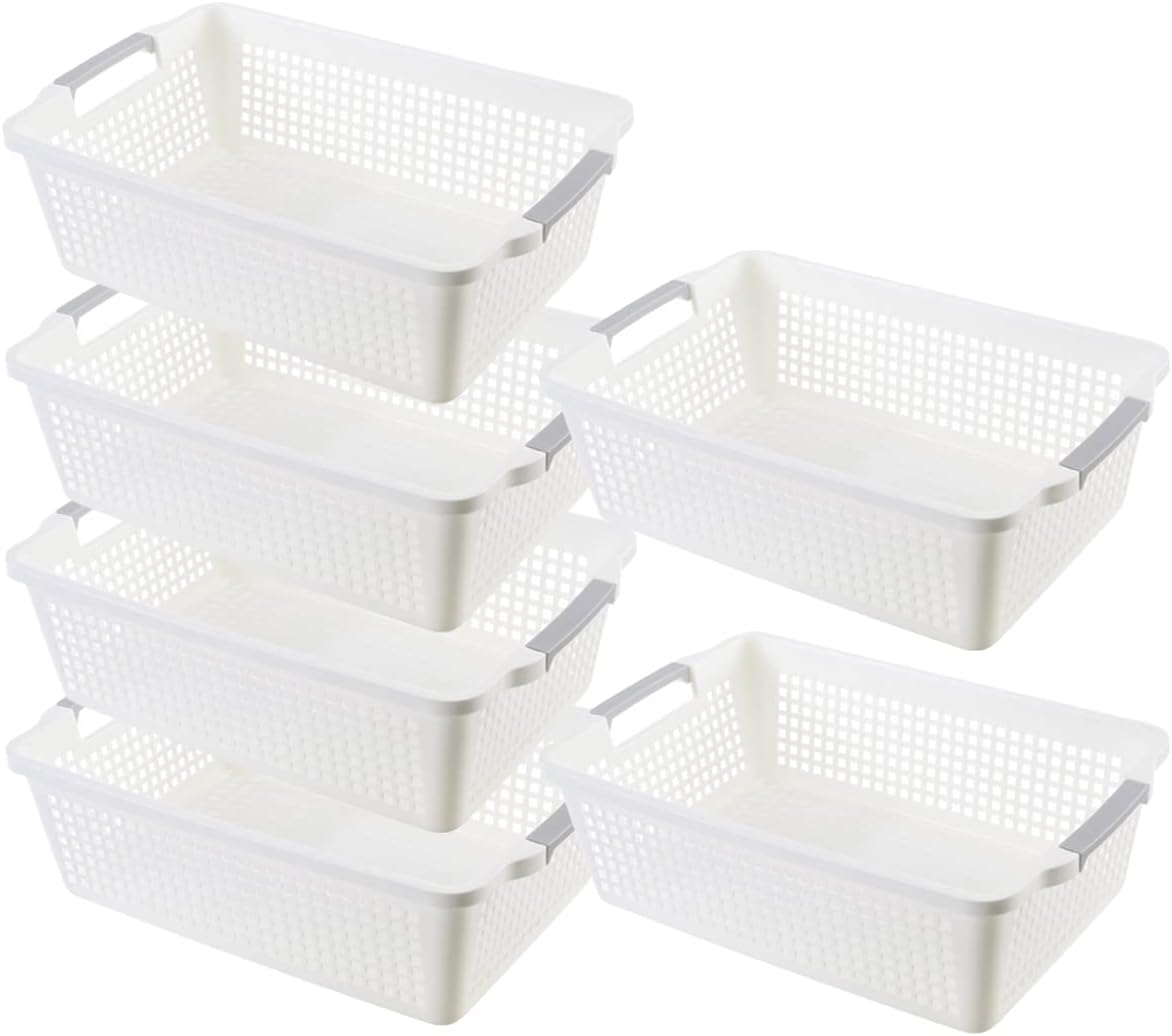 Amazon.com - LOSYHU 6 Pack Plastic Storage Baskets for Shelves, 11.2 x ...