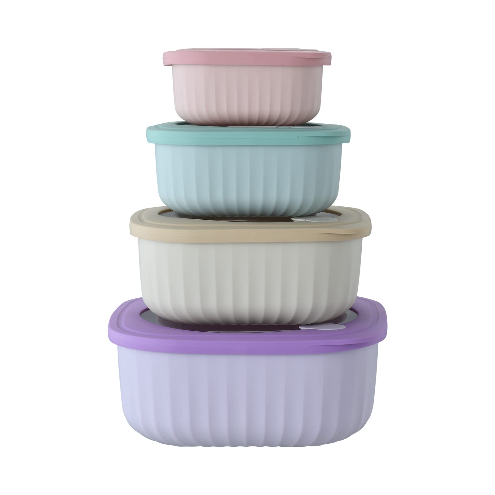KINGBON Set of 4 Plastic Food Storage Container with Lids Airtight Cook ...