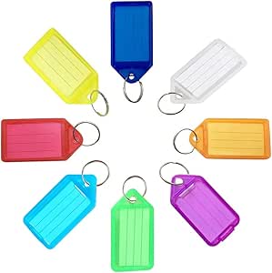 16 Pack Heavy Duty Key Tags with Labels - 8 Colours,ough Plastic Key ...