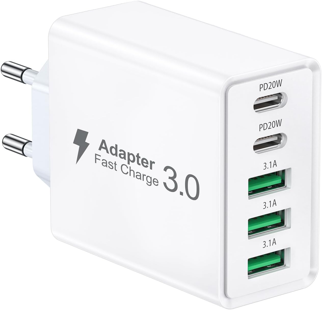 USB Ladegerät 2er-Pack, 6-Ports Ladeadapter 33W USB Ladestecker mit QC ...