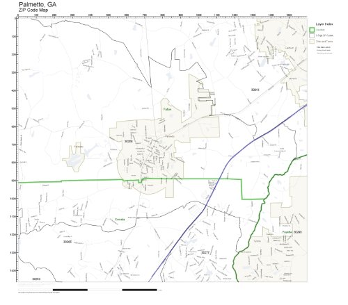 Amazon.com : ZIP Code Wall Map of Palmetto, GA ZIP Code Map Not ...