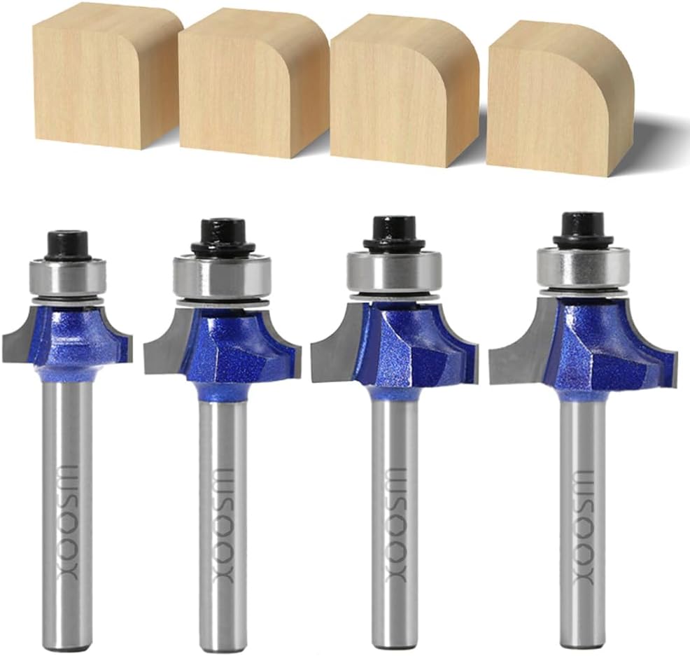 Round Over Bead Edge Forming Router Bit Set - 1/2" Shank Woodworking ...