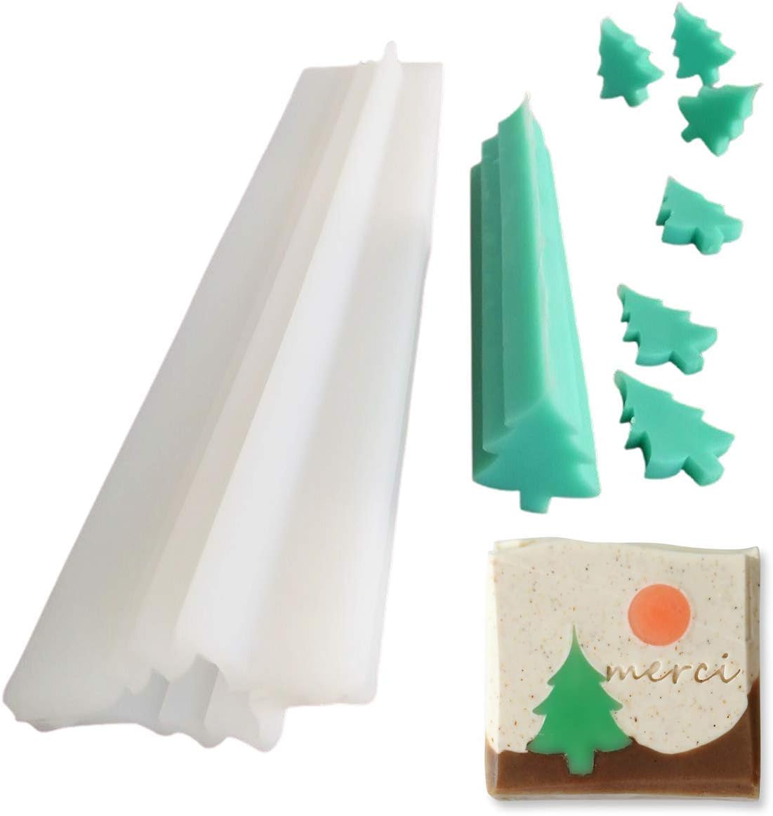 Amazon.com: 3D Christmas Tree Long Tube Silicone Mold Pine Tree Column ...