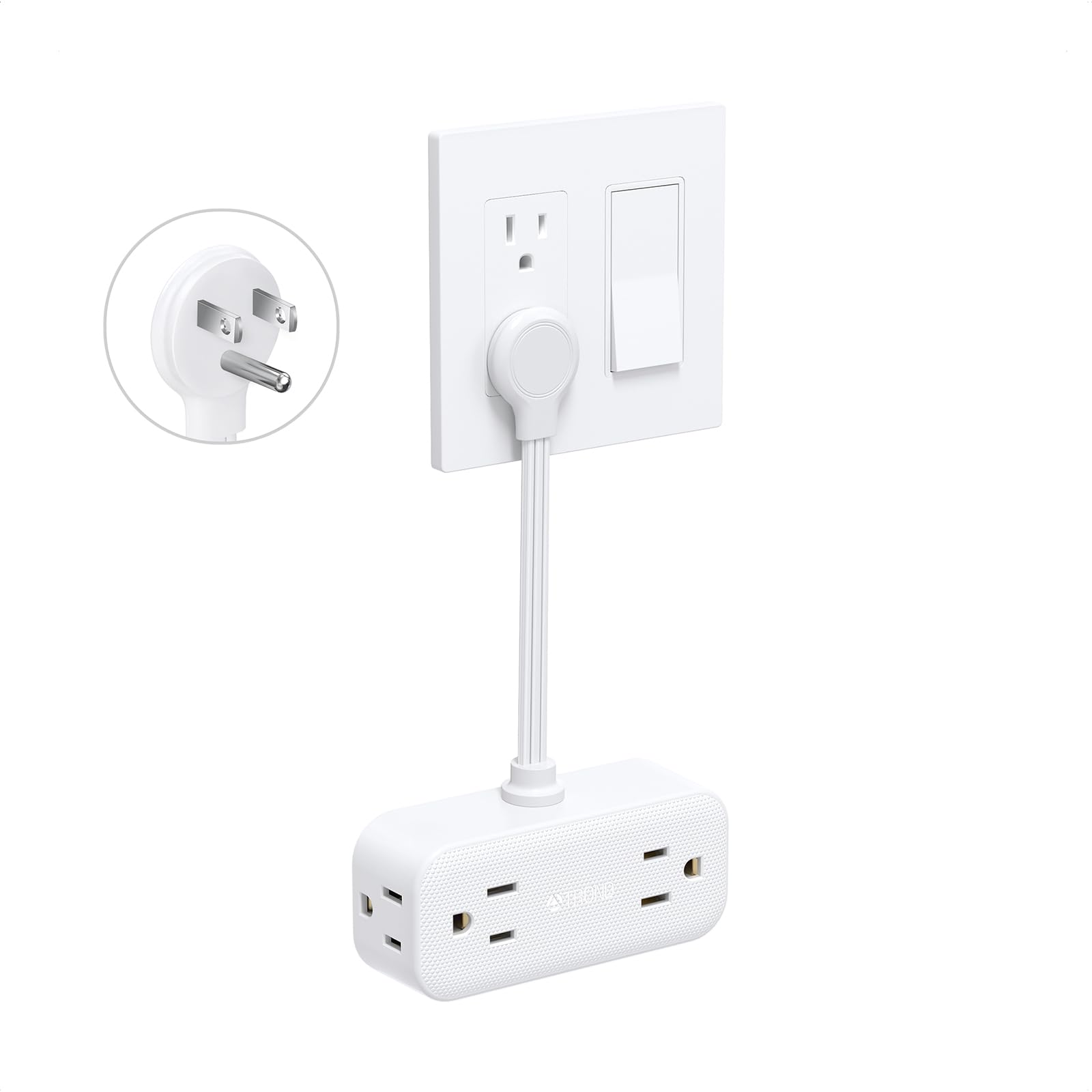 TROND Outlet Extender with 6 Inch Cord, Flat Plug Adapter with 4 ...