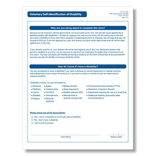 ComplyRight Voluntary Self-identification of Disability Form : Amazon ...