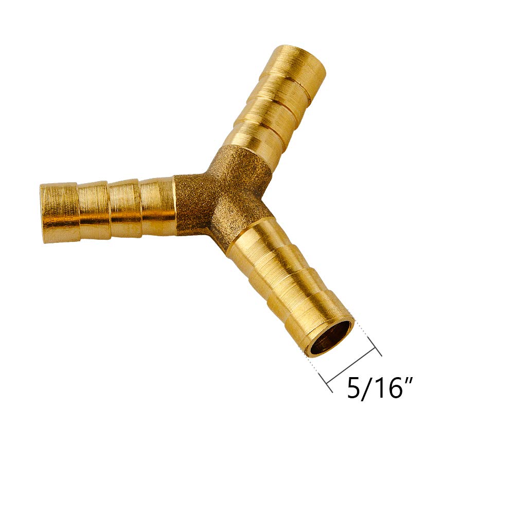 Snapklik.com : Quickun 5/16 ID Hose Brab, Brass Shaped Y 3 Ways Barbed ...