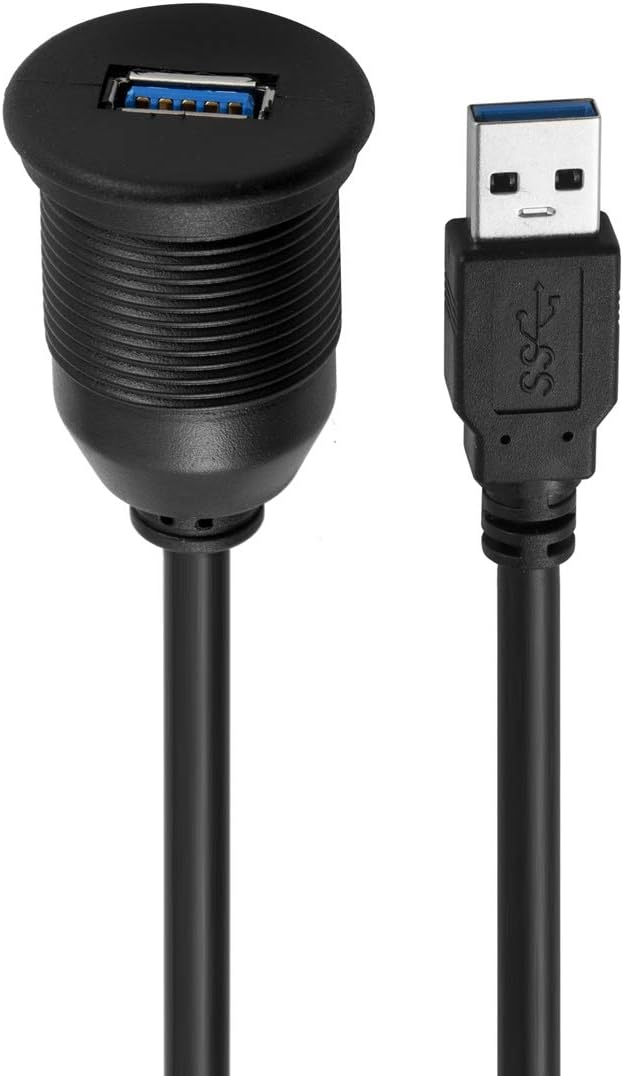 USB Panel Flush Mount Cable – 1Meter 3.3ft USB 3.0 Extension Dash Flush ...