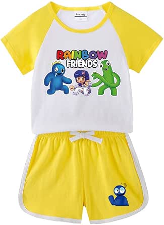 Amazon.co.jp: AERKO レインボーフレンズ rainbow friends キッズ 子供服 半袖 Tシャツ ショートパンツ ...