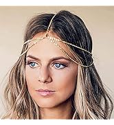Amazon.com: Brinie Boho Head Chain Gold Small Coins Hair Chain Wedding ...