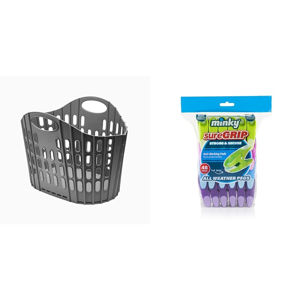 Addis Flat Easy Store Laundry Basket Hamper, Dark Grey, 38 Litre 518150 ...