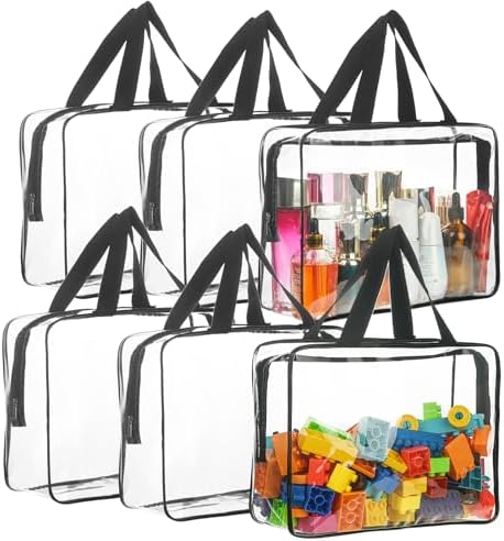 Amazon.com: 6 Packs Large Toy Storage Bags, Reusable Clear PVC Board Game Storage, Travel ...