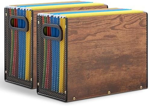 Amazon.com: AmazingSpark Wooden Hanging File Organizer Box, 2 Pack ...