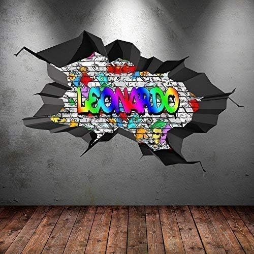 MULTI FULL COLOUR PERSONALISED 3D GRAFFITI NAME CRACKED WALL ART ...