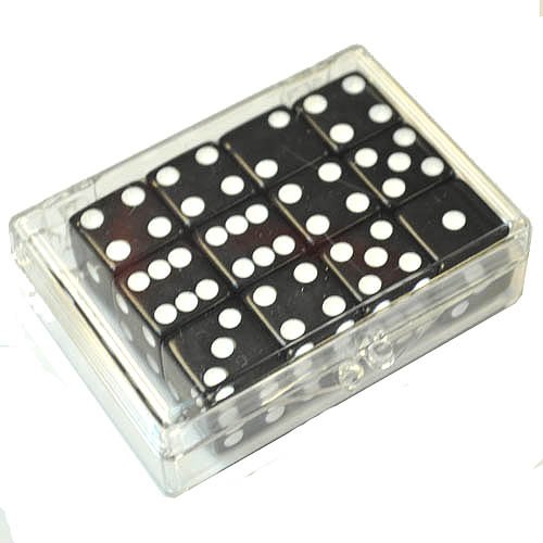 Set of 12 Black Opaque dice in Acrylic Box - White dots : Amazon.in ...