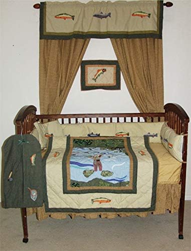 Amazon.com: Patchmagic - Fly Fishing Set Crib Set 5 Pieces - Crib Quilt ...