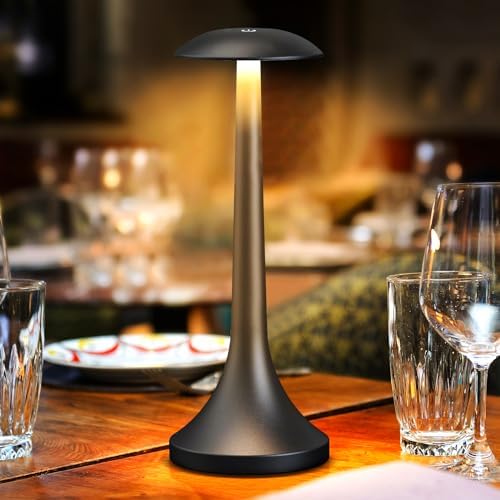 RWWR Tischlampe Kabellos Dimmbare 3 Farben Touch Control Pilz ...