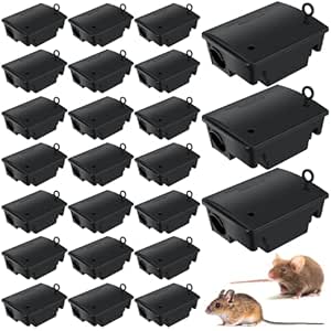 Qualirey 24 Packs Rat Bait Station Box Outdoor Rodent Rat Traps with Key Mouse Bait Station ...