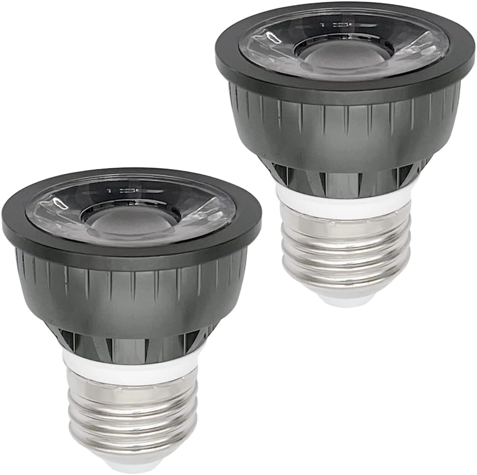 Amazon | 2個セット LEDハロゲン電球 E26 50W相当 調光器対応 LED電球 LEDミニレフ電球 ledスポットライト 口金 e26 消費電力5W (2個電球色, 黒色・調光器 ...