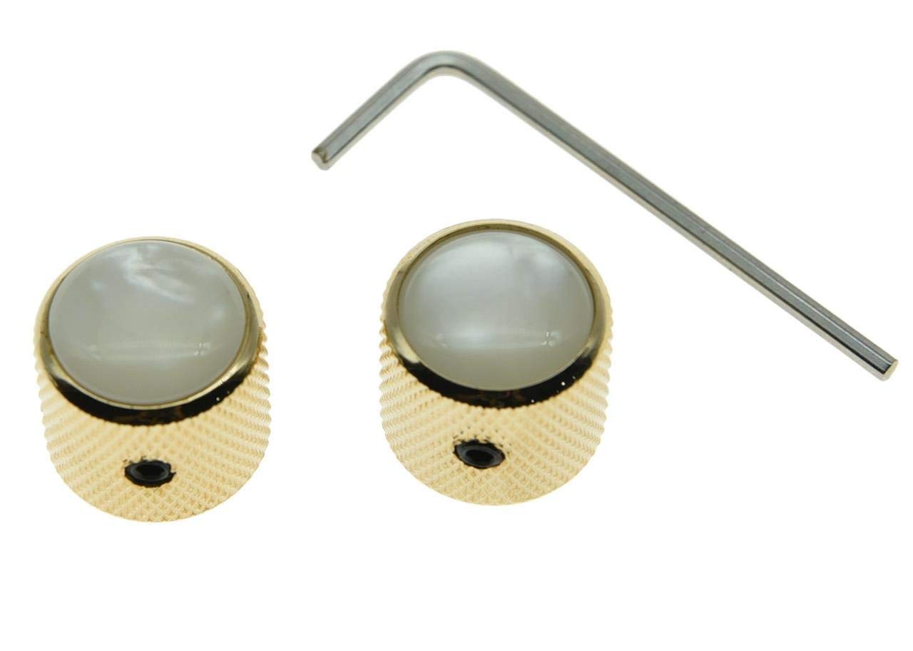 Amazon.com: Dopro 2pcs Gold with White Pearl Cap Guitar Dome Knobs for ...