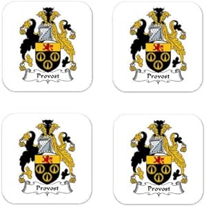 Amazon.com: Provost Family Crest Square Coasters Coat of Arms Coasters ...