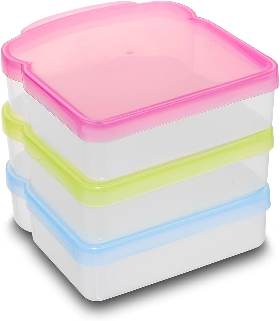 Amazon.com: Kitchen & Cabana Small Sandwich Containers in 3 Fun Colors ...