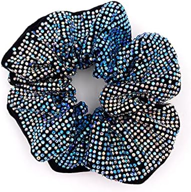 Amazon.com : Embellished Sparkly Blue Crystal Scrunchie Hair Tie ...