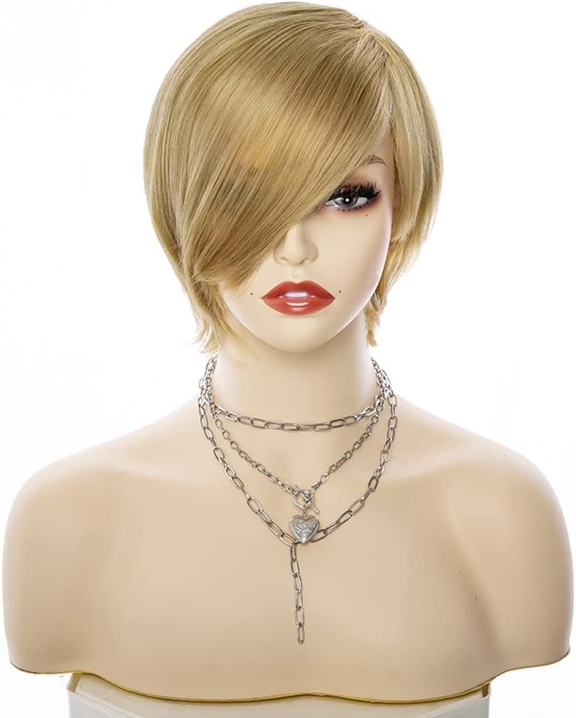 Amazon.com : Mudson Smooth Short Blonde Wigs for White Women Human Hair ...