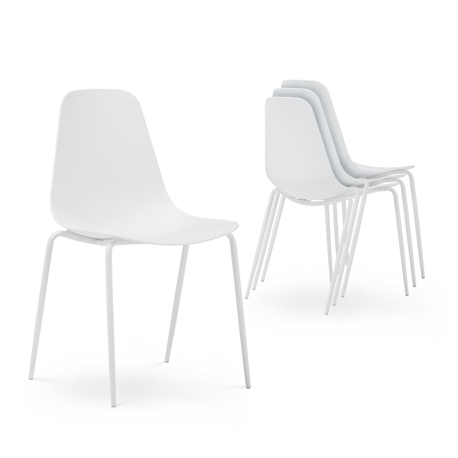 Amazon.com - COLAMY Modern Dining Room Chairs Set of 4, Plastic Kitchen ...
