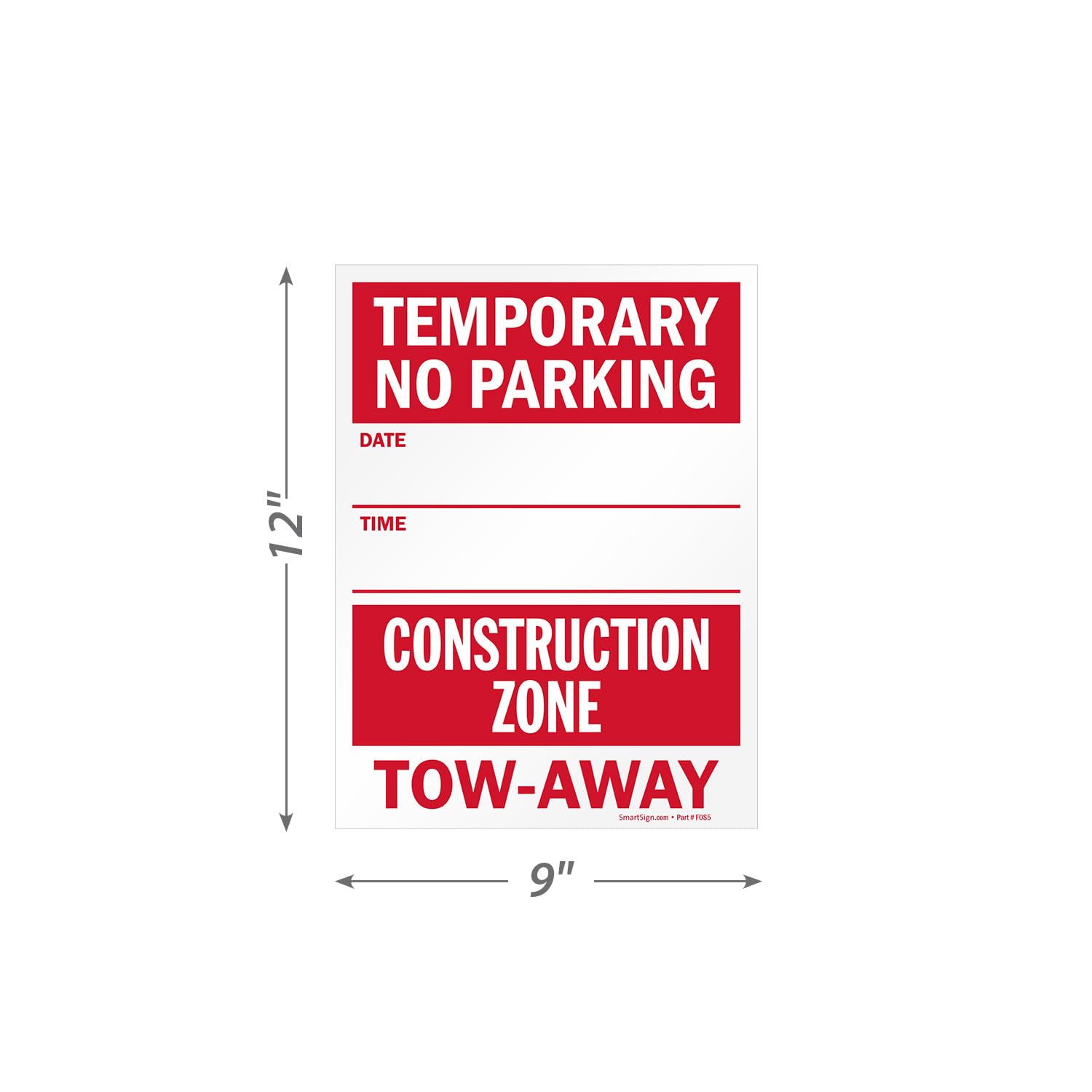 Snapklik.com : Smartsign Temporary No Parking - Construction Zone, Tow ...