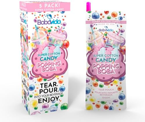 Amazon.com: BOBAVIDA Super Cotton Candy Popping Boba - 5 Boba Packets ...