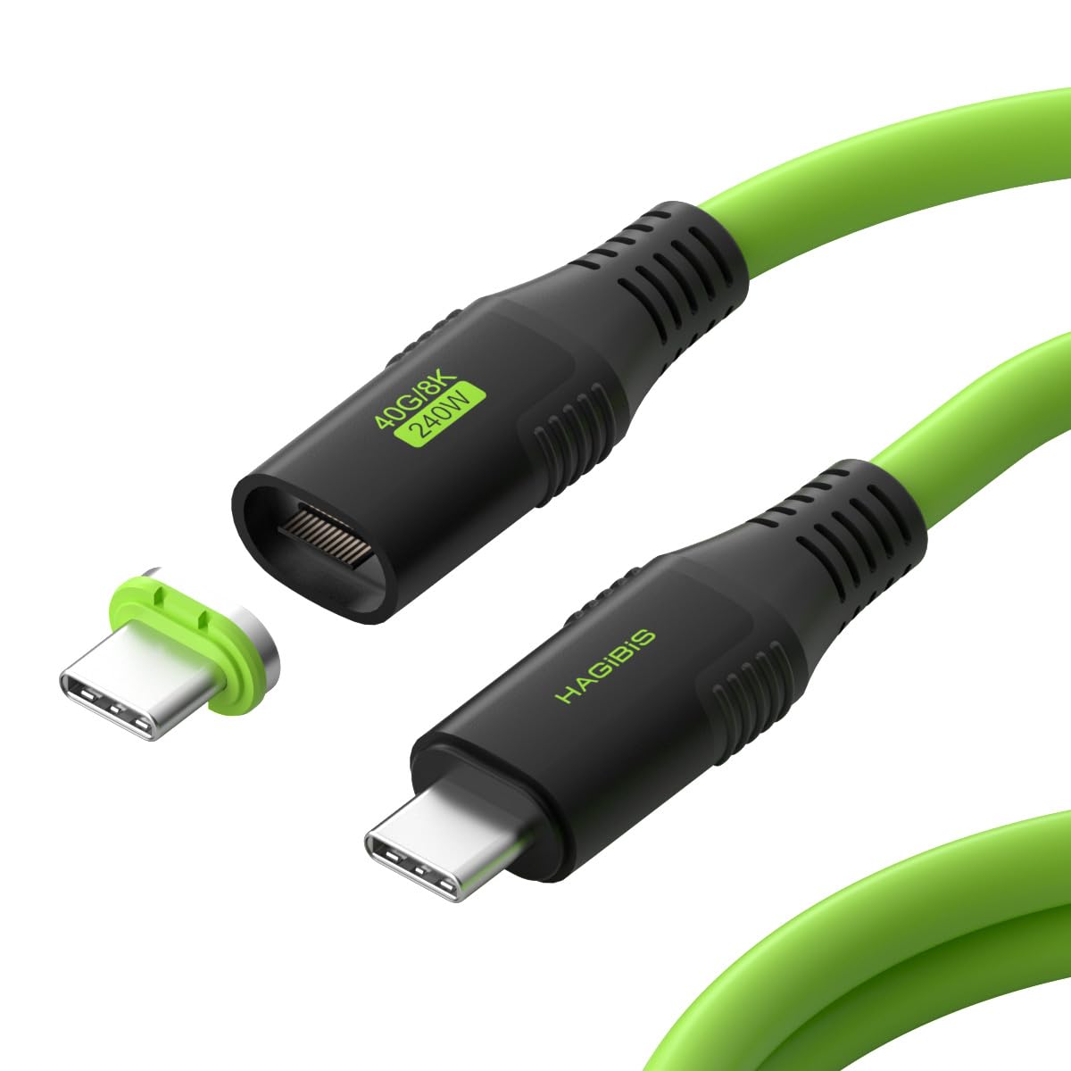 Hagibis USB 4 Cable, Magnetic Silicone USB C 240W Fast Charging Cable ...