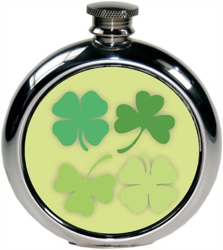 Amazon.com | 6oz Irish Shamrock Picture Round Flask With Free Engraving ...