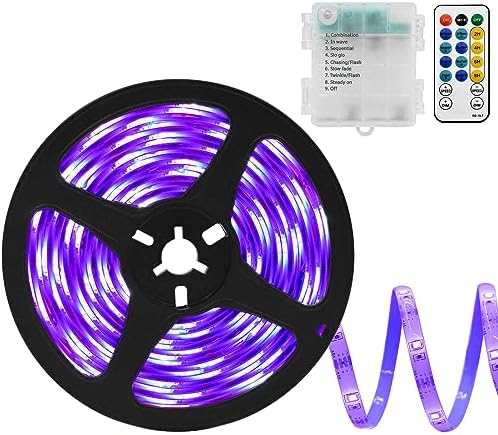 echosari Black Light Strip Battery Operated, 16.5Ft 150 LED Strip ...