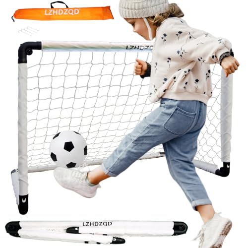 LZHDZQD Football Goal, Kids Football Goal 3 Ft x 2 Ft White Foldable ...