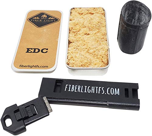 Buy Fiber Light Fire Starter EDC Kit, Water Resistant Natural Wood ...
