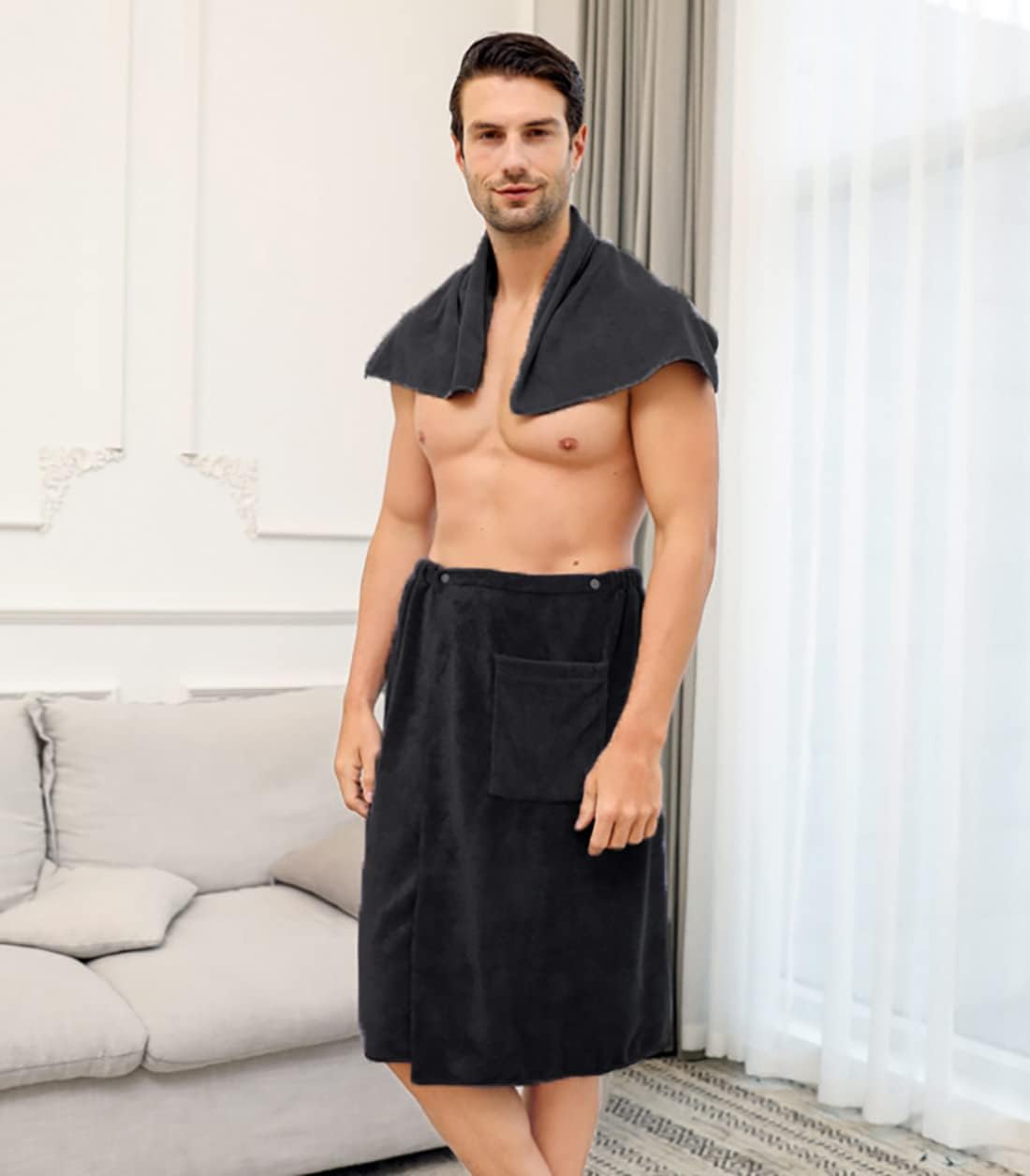 Amazon.com: MYLSMPLE Women Men Bath Wrap Pocket Microfiber Adjustable ...