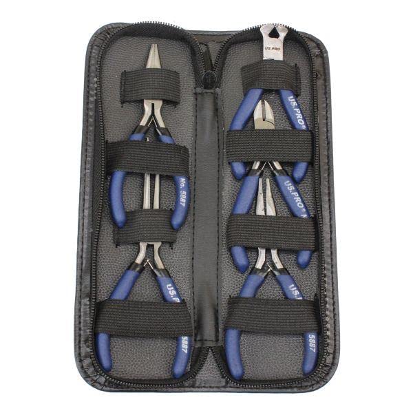US PRO Tools 5 Piece Mini Soft Grip plier and Cutter Set in Zip Case ...